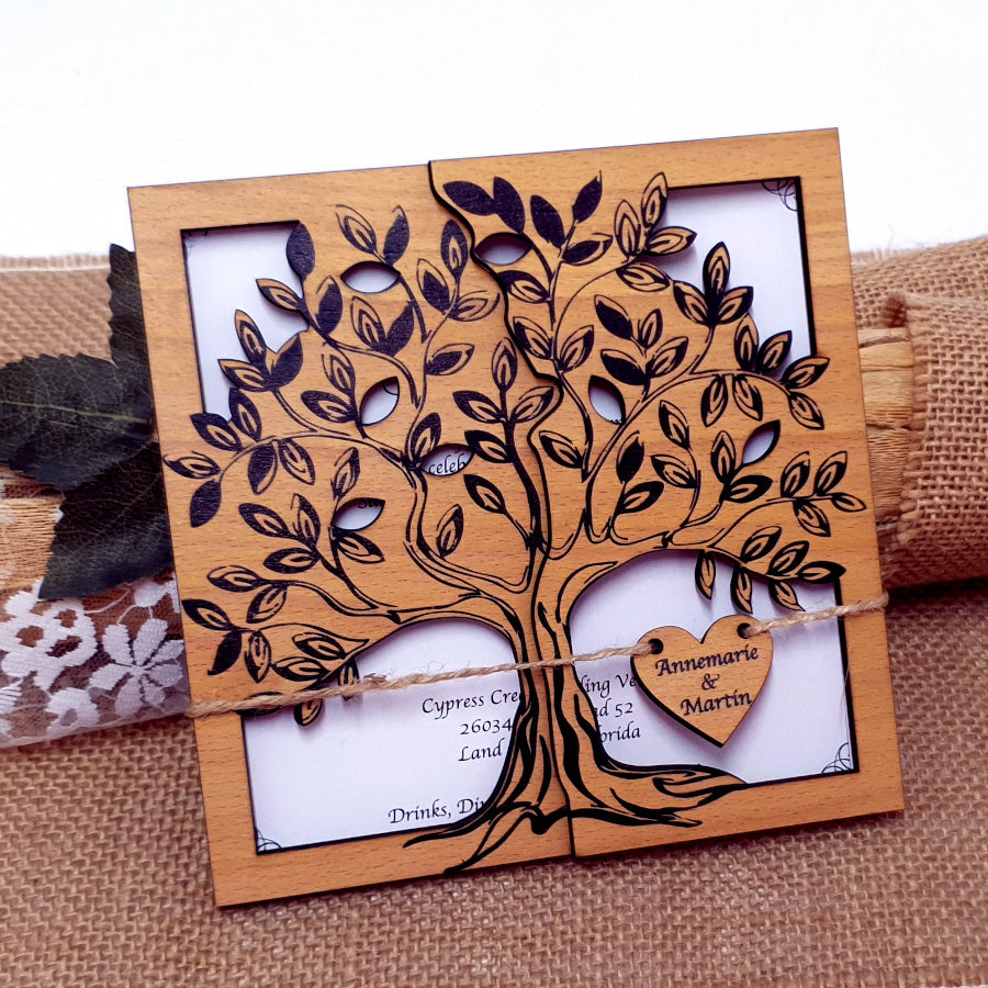 Unique Wooden Wedding Invitations, Handmade Tree Wedding Invitations ...
